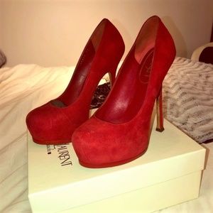 Yves Saint Laurent | Shoes | Ysl Tribtoo 5 Pumps Poppy Red | Poshmark